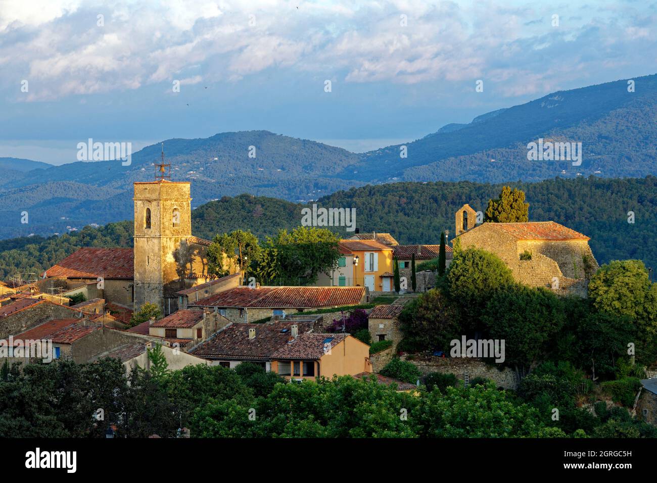 France, Var, Pays de Fayence, Montauroux village with Saint Bartholomew ...