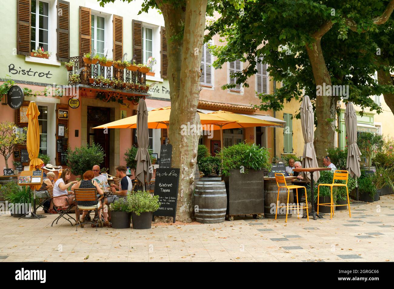 France, Var, Massif des Maures, Collobrieres village, Place de la ...