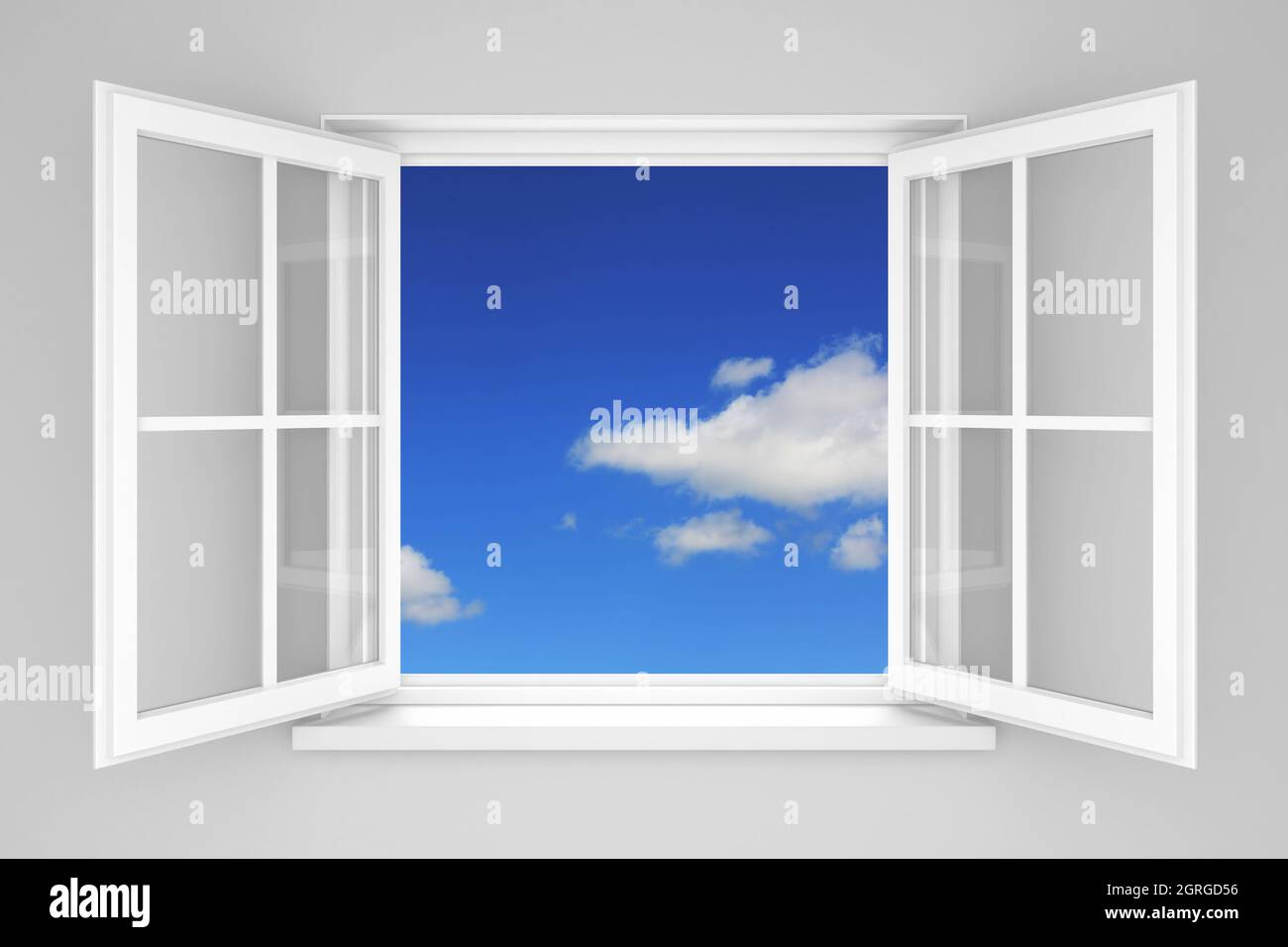 Open window at the blue sky Stock Photo - Alamy