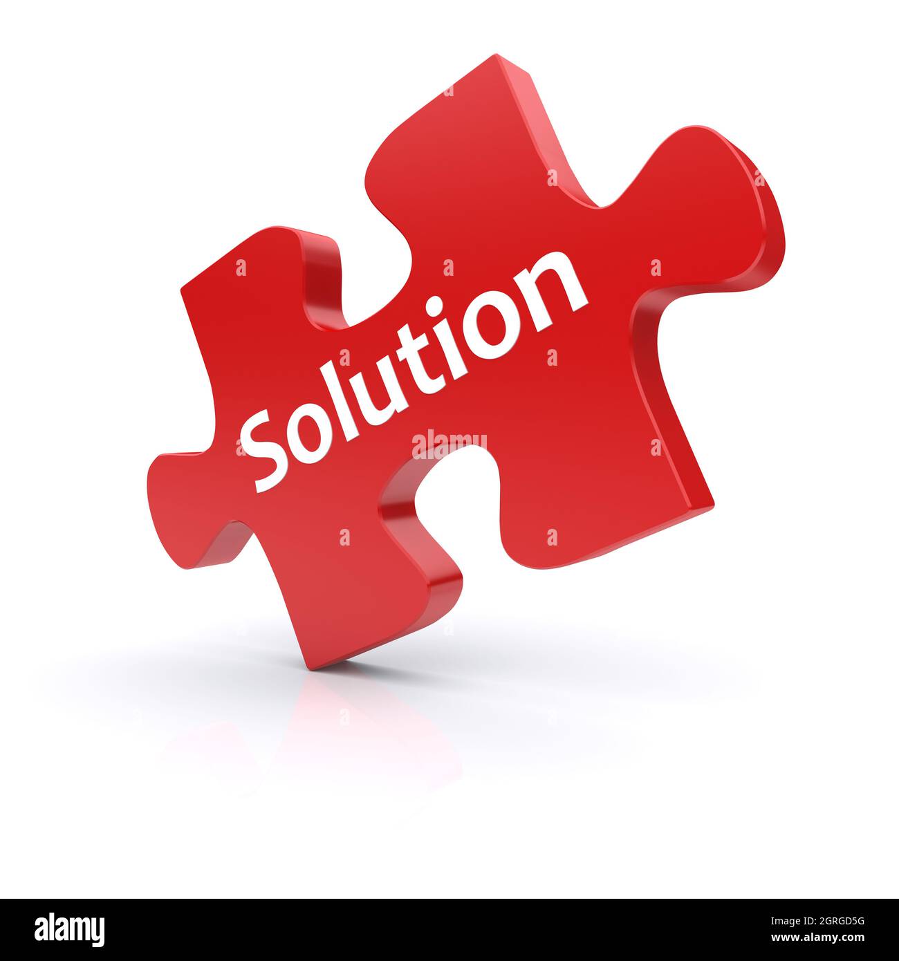 Red jigsaw puzzle on a white background. Conceptual 3d rendered ...