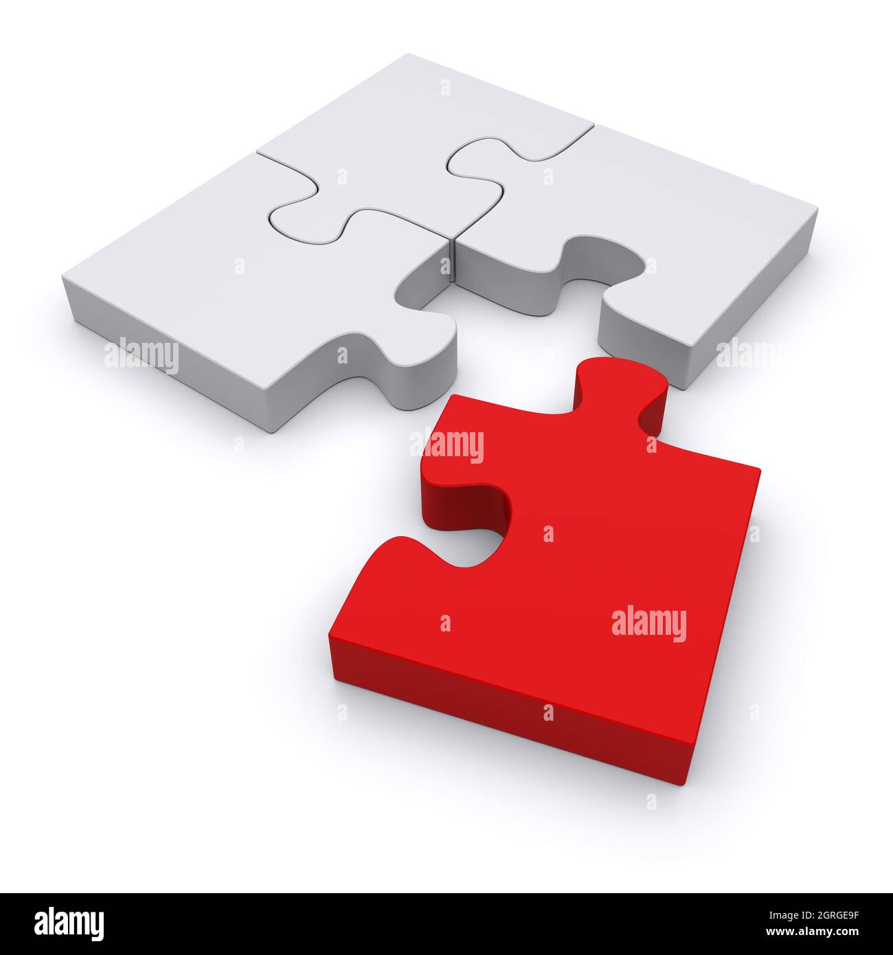 3d red puzzle piece on white puzzle Cut Out Stock Images & Pictures - Alamy