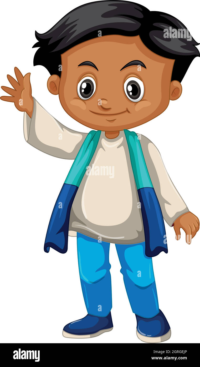 Little boy waving hand on white background Stock Vector Image & Art - Alamy