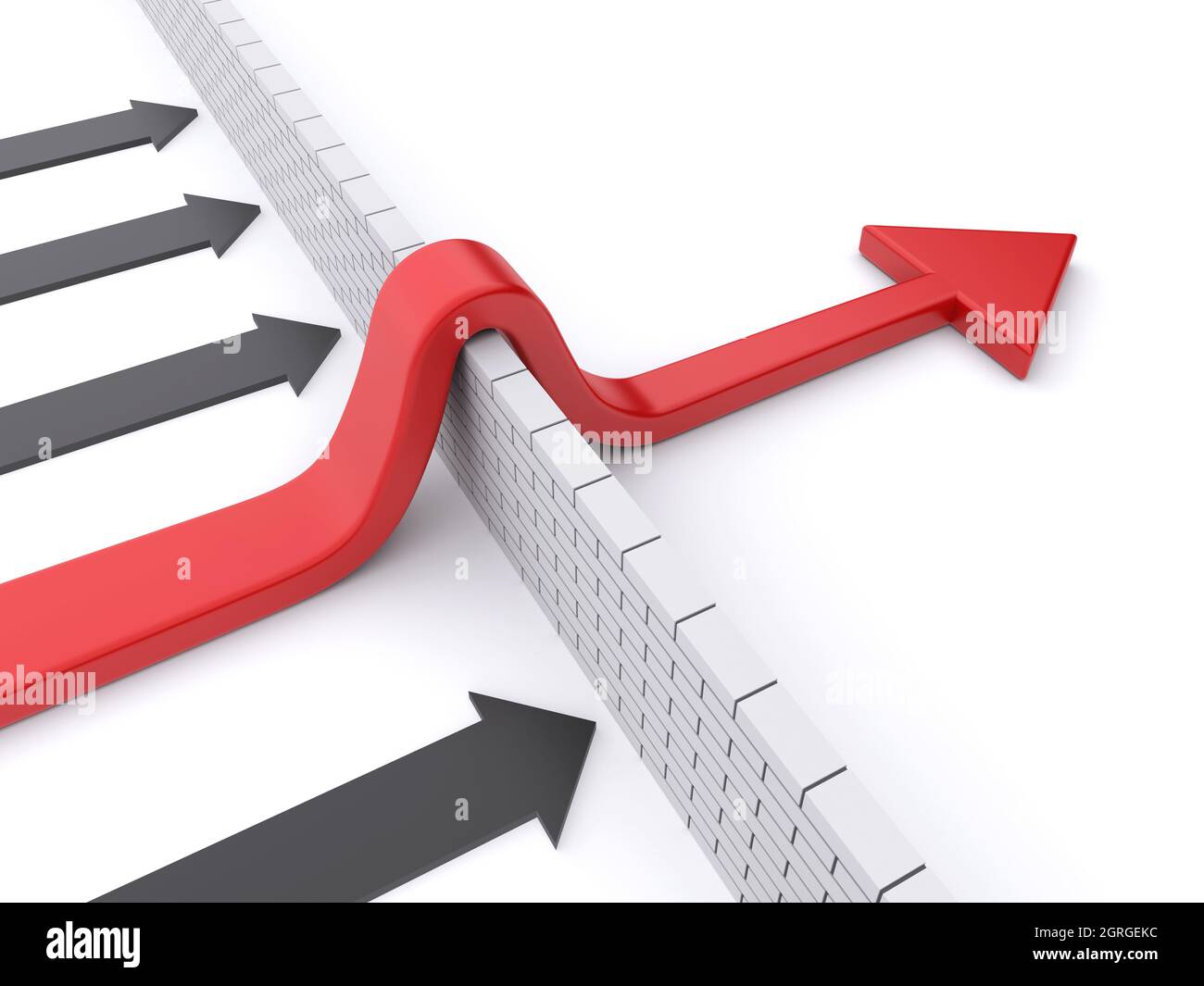 Dollar sign on the rising red arrow. 3d illustration Stock Photo - Alamy
