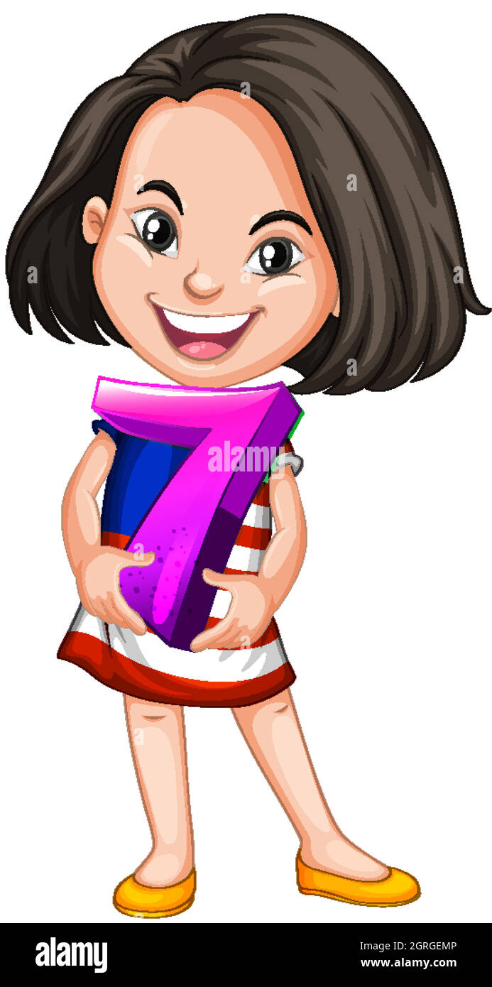 Cartoon illustration number seven smiling Stock Vector Images - Alamy