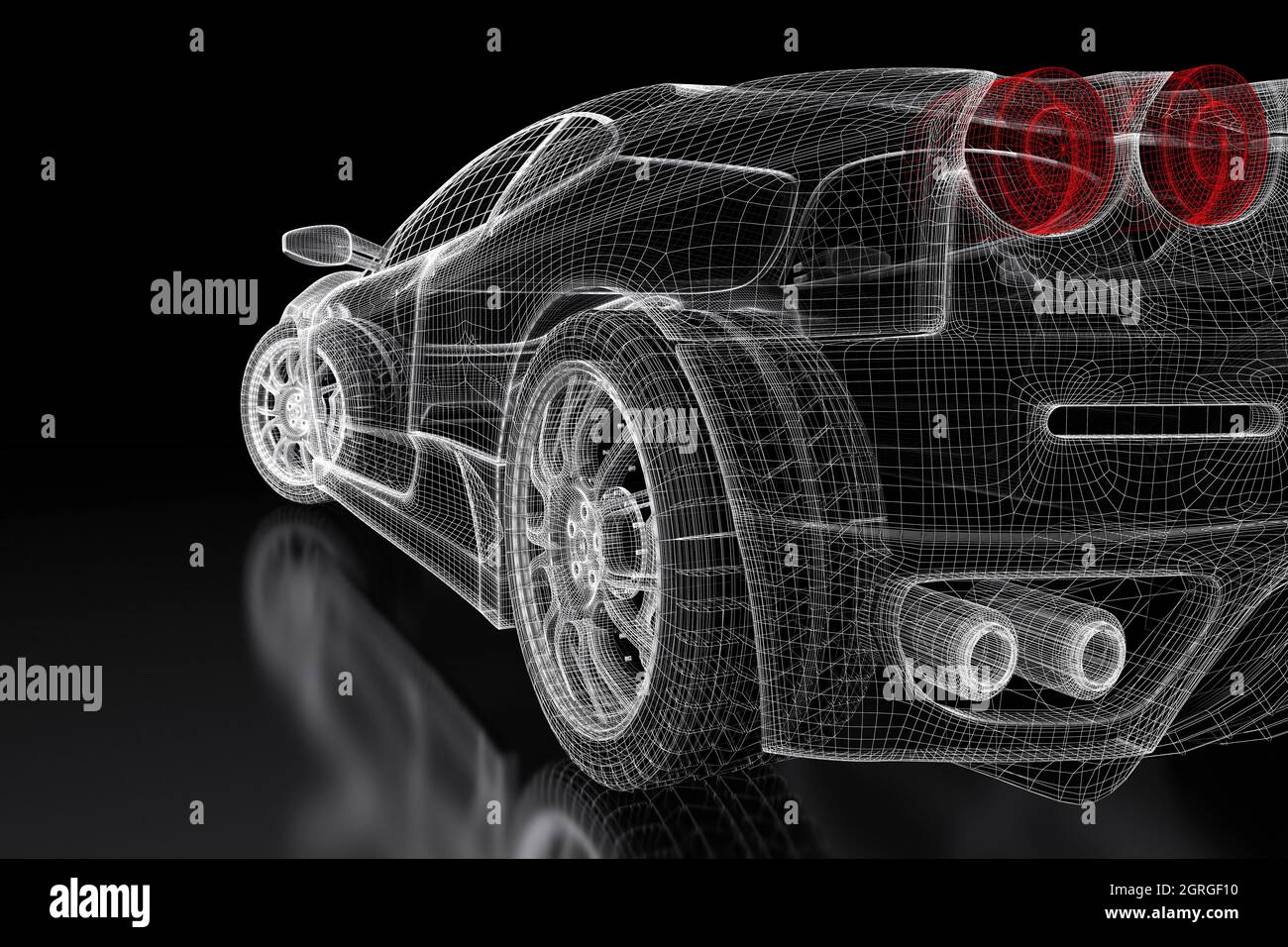 Sport car model on a black background. 3d rendered image Stock Photo ...