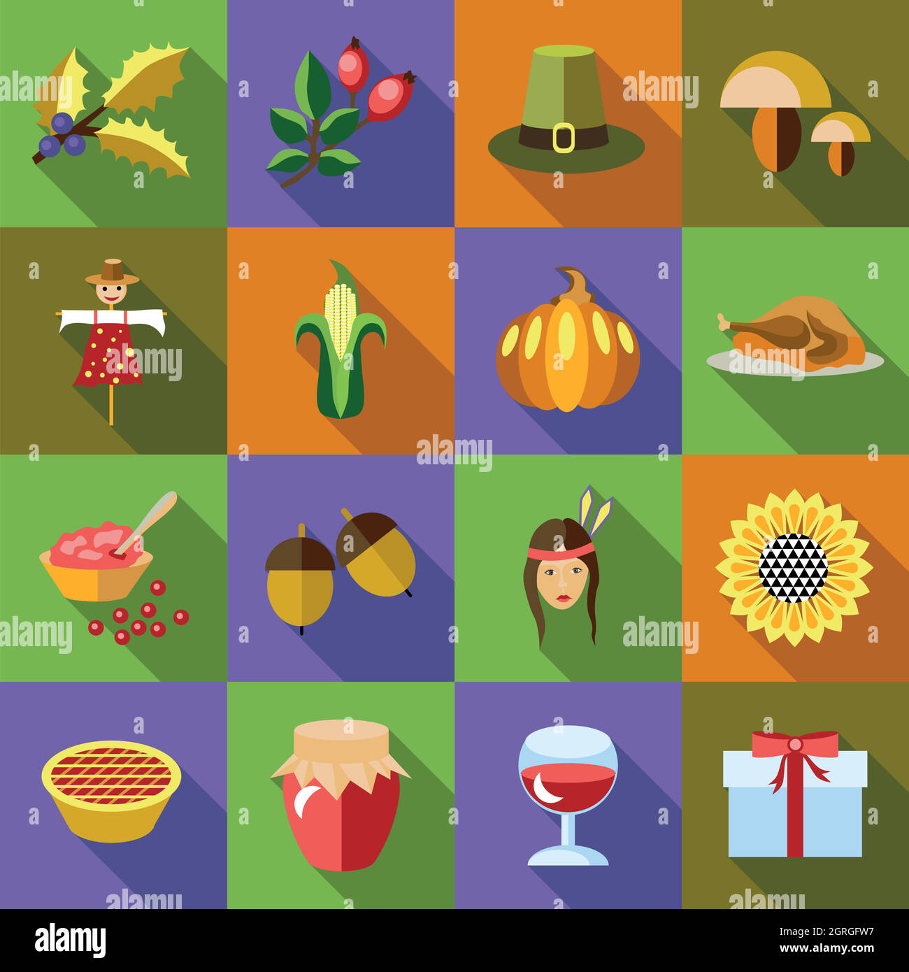 Thanksgiving icons set, flat style Stock Vector Image & Art - Alamy