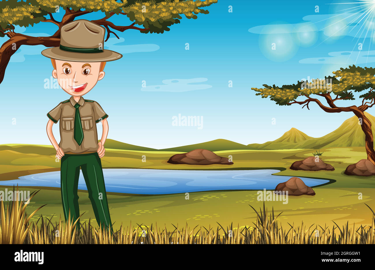 park ranger in african scene Stock Vector Image & Art - Alamy