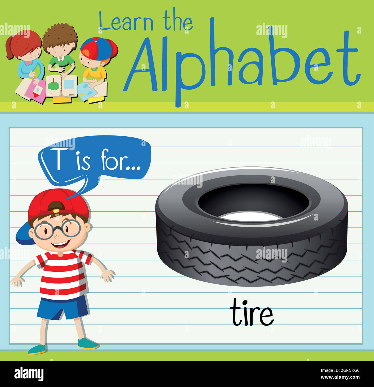 Flashcard letter T is for tire Stock Vector Image & Art - Alamy