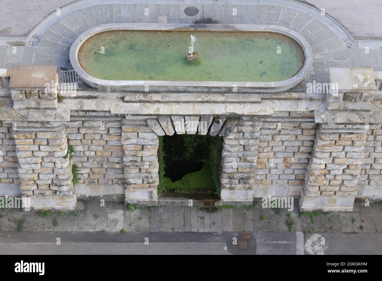 Ancient large fountain top view of the city of Florence in the region ...