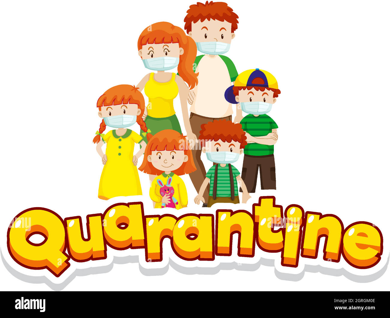 Poster design for coronavirus theme with family wearing mask Stock ...