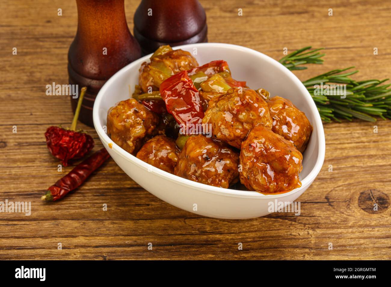 Minced Meat ball in tomato sauce Stock Photo - Alamy