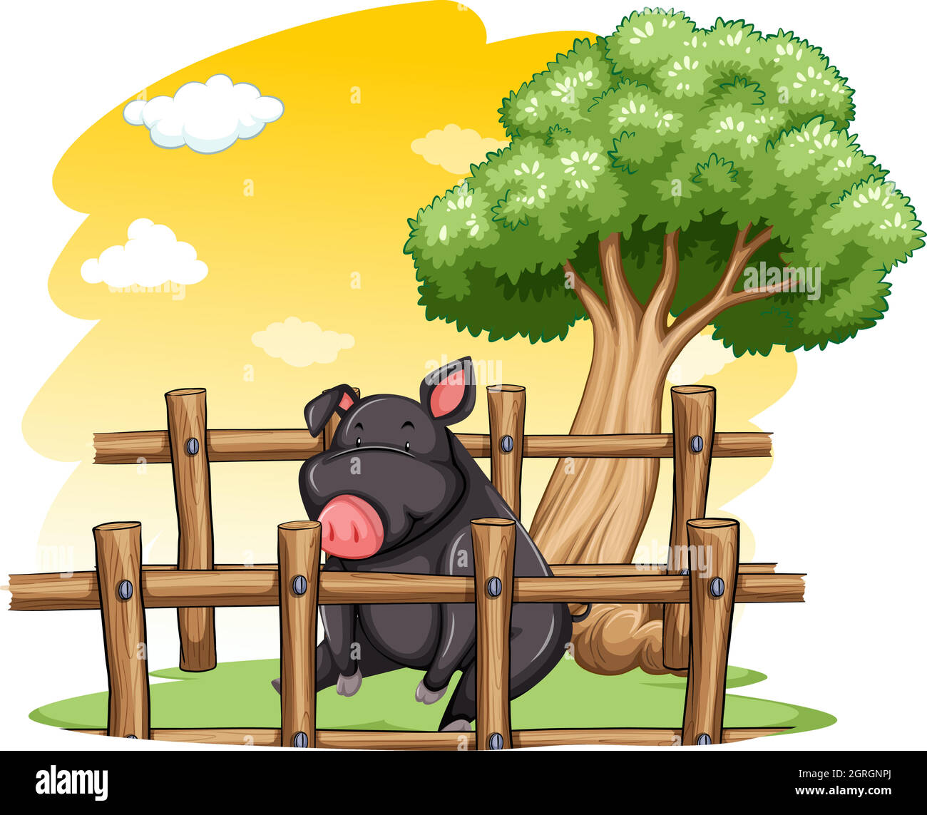 Pig inside the fence Stock Vector Image & Art - Alamy