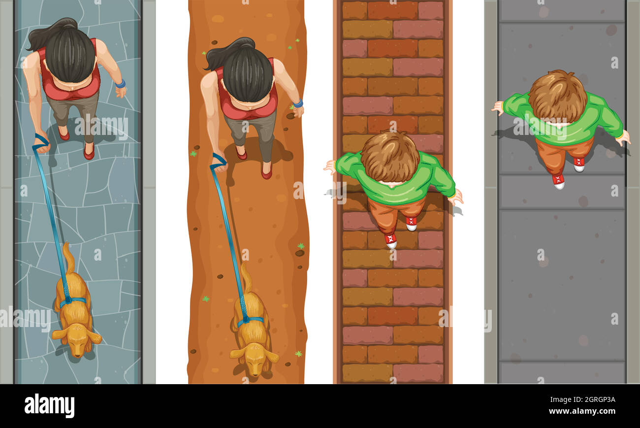 Man walking aerial pavement Stock Vector Images - Alamy