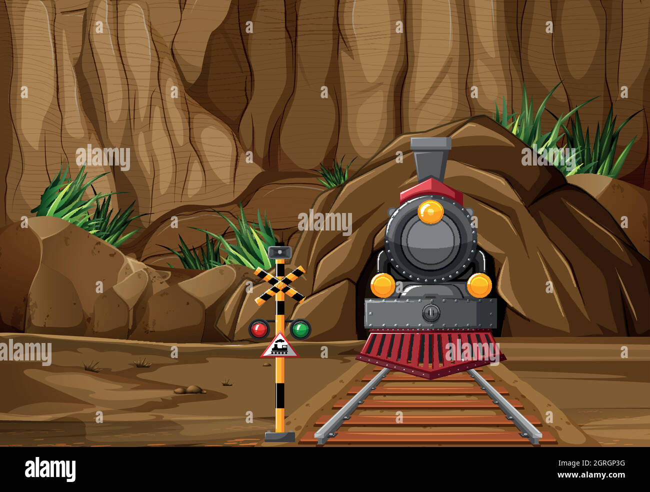 Background scene with train on the track Stock Vector Image & Art - Alamy