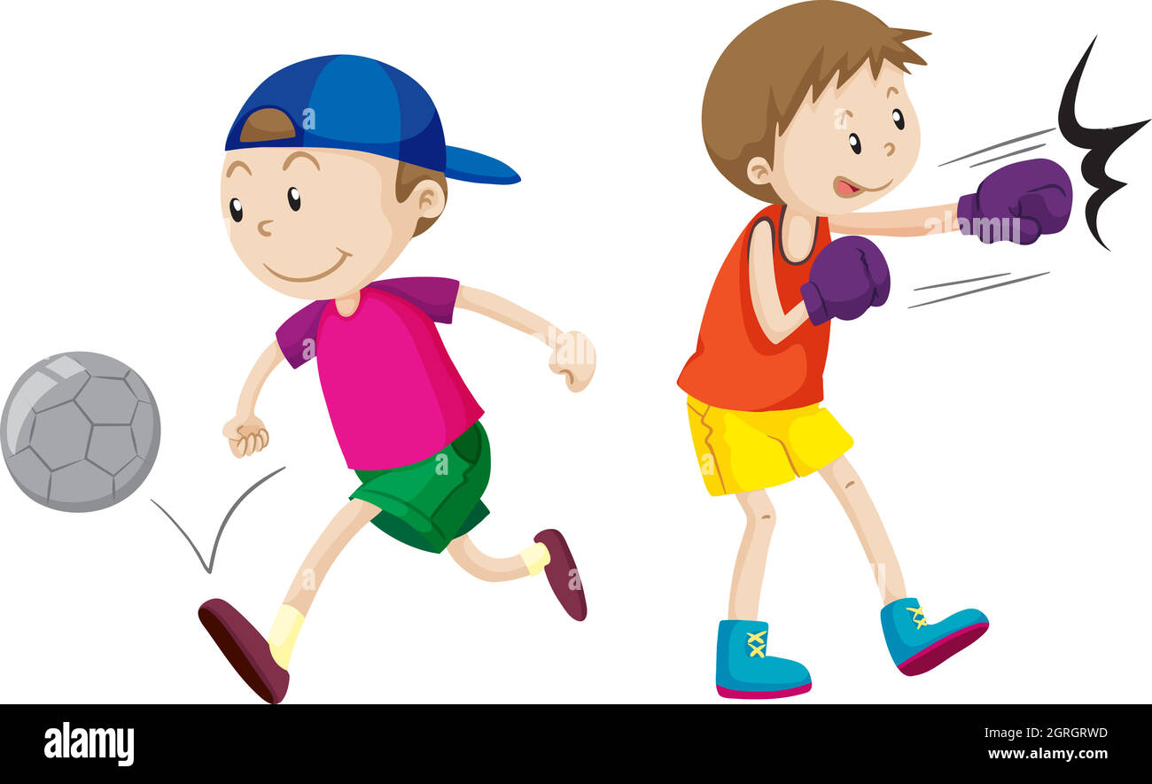 Boy playing football and boxing Stock Vector Image & Art - Alamy