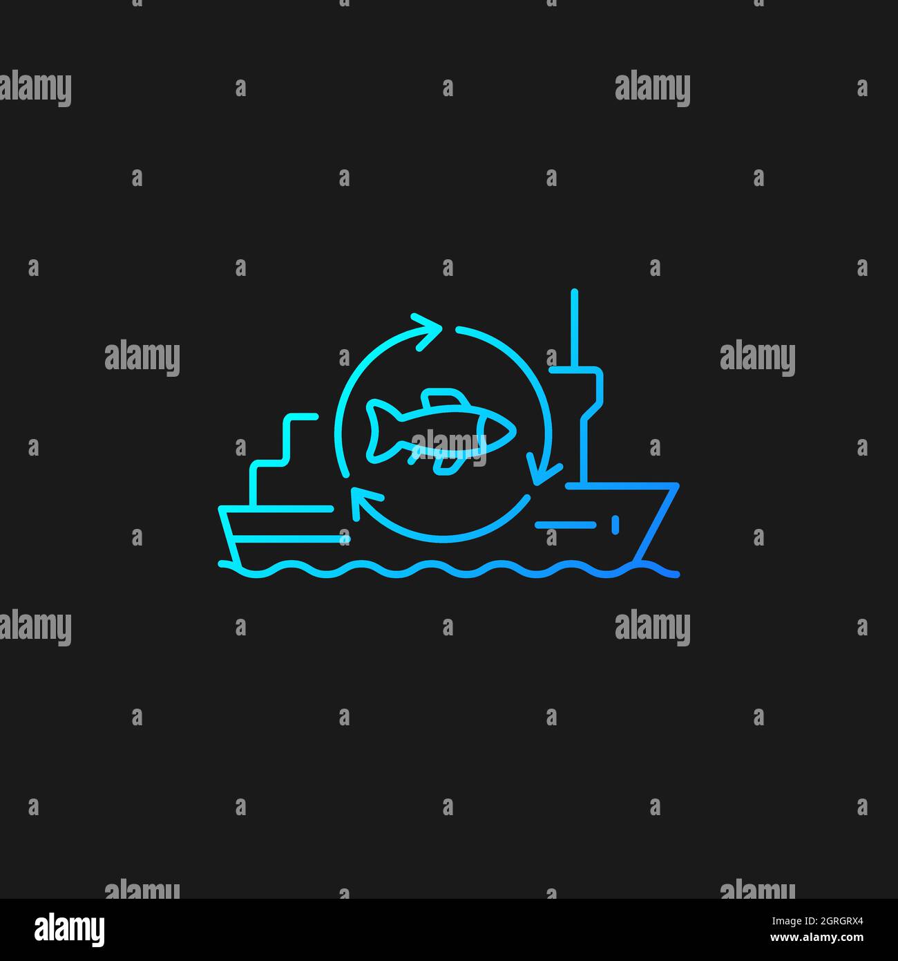 Fish processing vessel gradient vector icon for dark theme Stock Vector ...