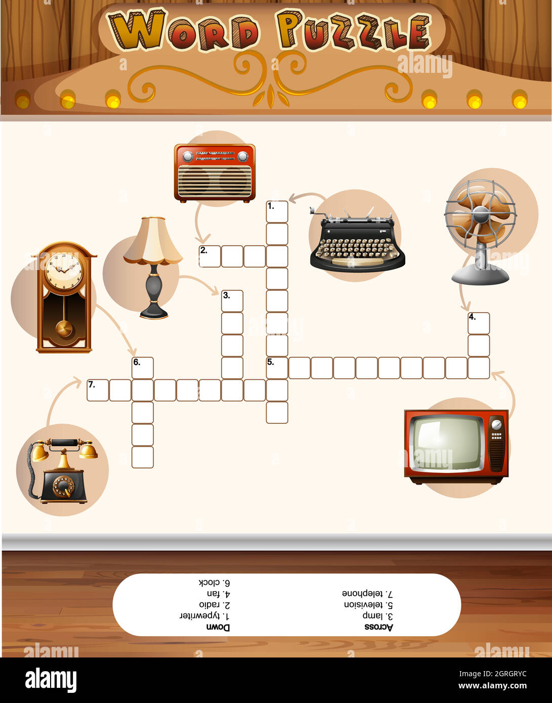 Word puzzle game with vintage objects Stock Vector Image & Art - Alamy