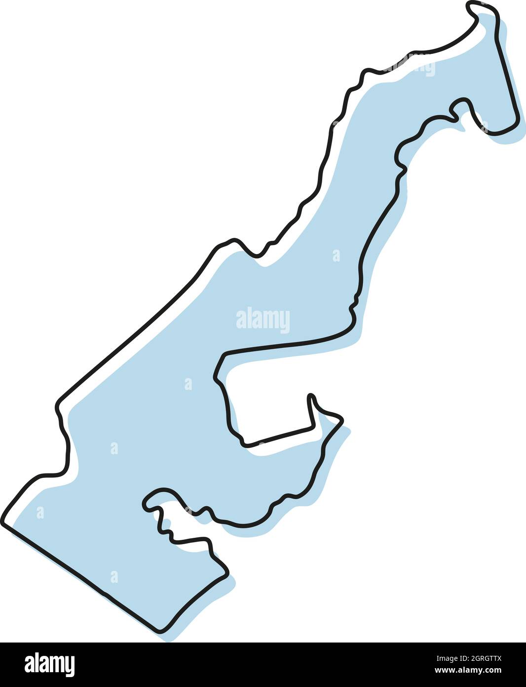 Stylized simple outline map of Monaco icon. Blue sketch map of Monaco ...