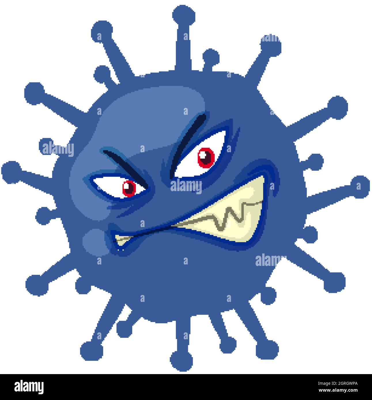 Single virus cell with scary face on white background Stock Vector ...
