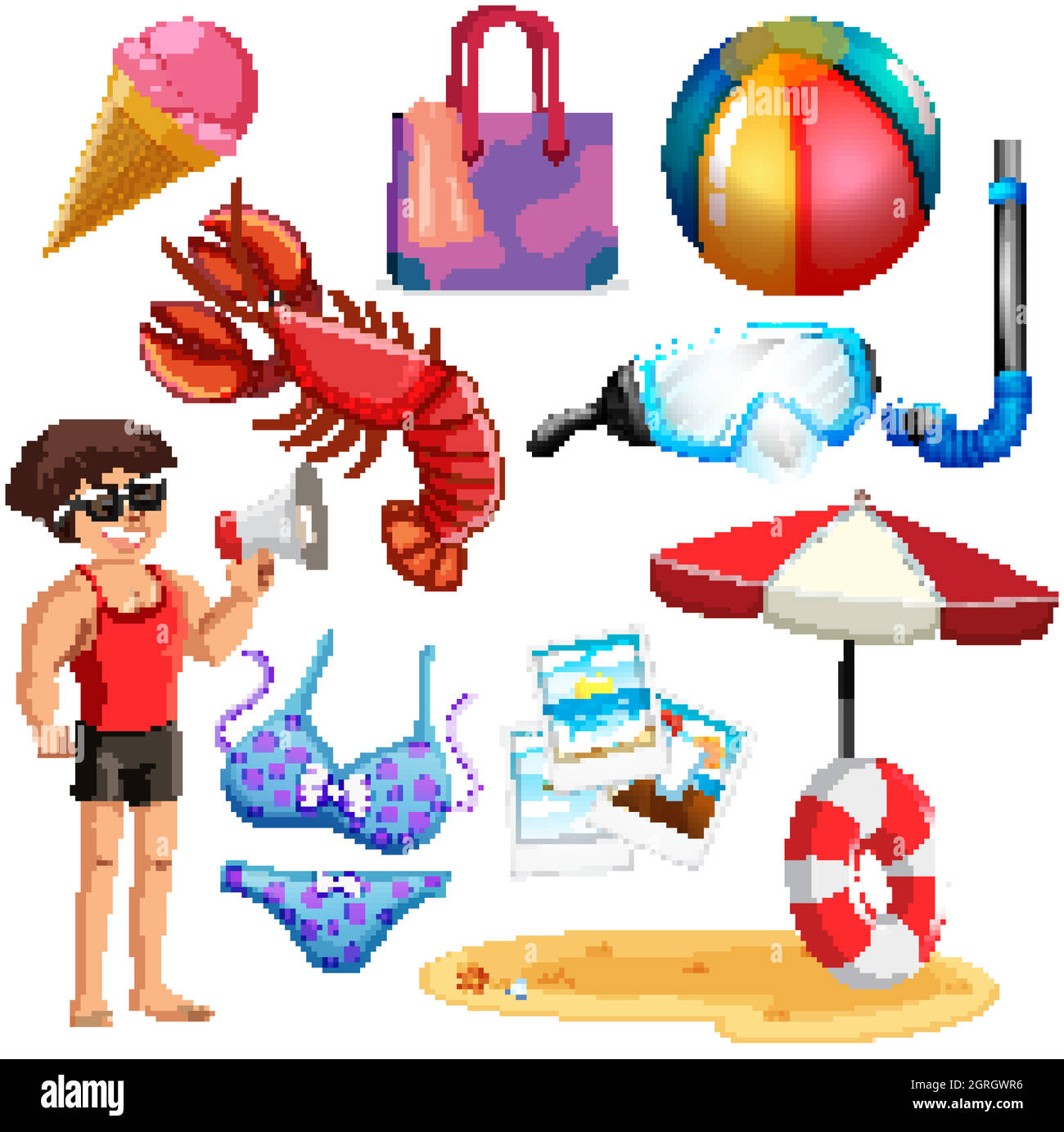 Set of isolated objects theme summer holiday Stock Vector Image & Art ...