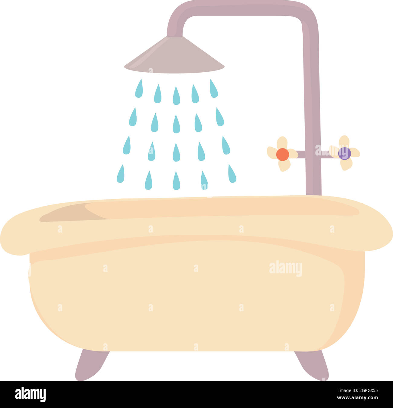 Bath with shower icon, cartoon style Stock Vector Image & Art - Alamy