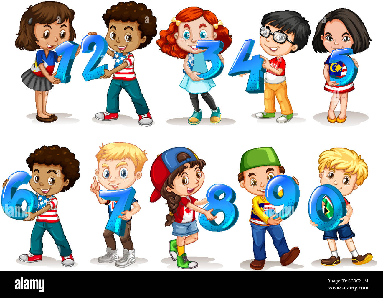 Set of different children holding math number Stock Vector Image & Art ...