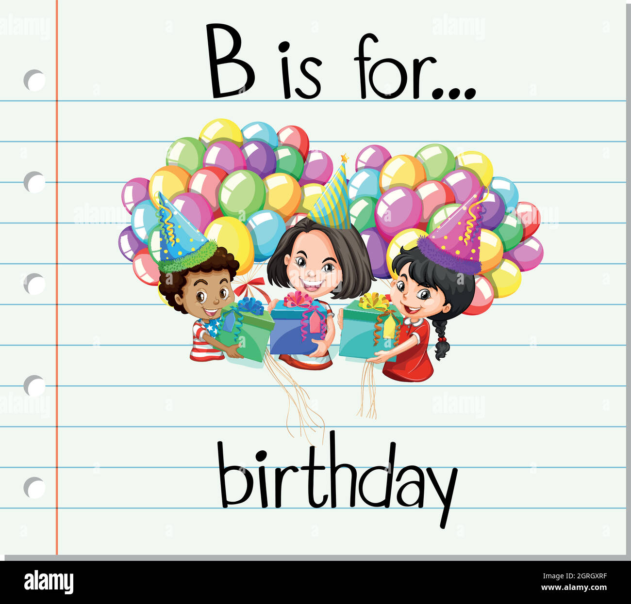 Flashcard letter B is for birthday Stock Vector Image & Art - Alamy