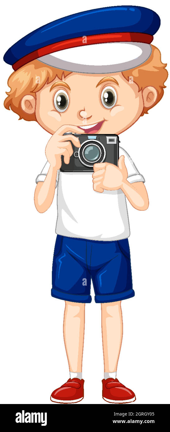 Boy with camera on white background Stock Vector Image & Art - Alamy