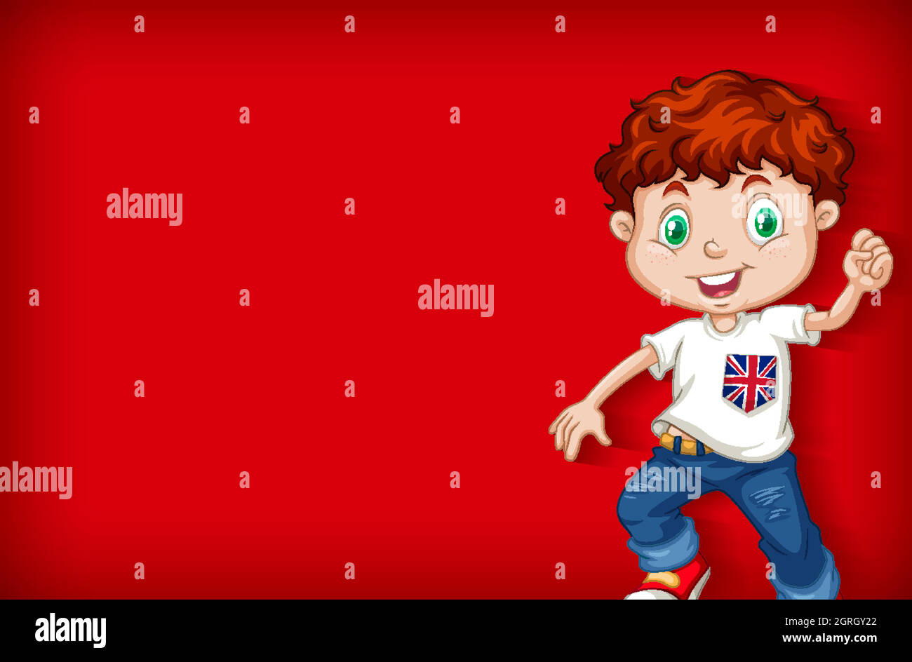 Background template with plain color wall and happy boy Stock Vector ...
