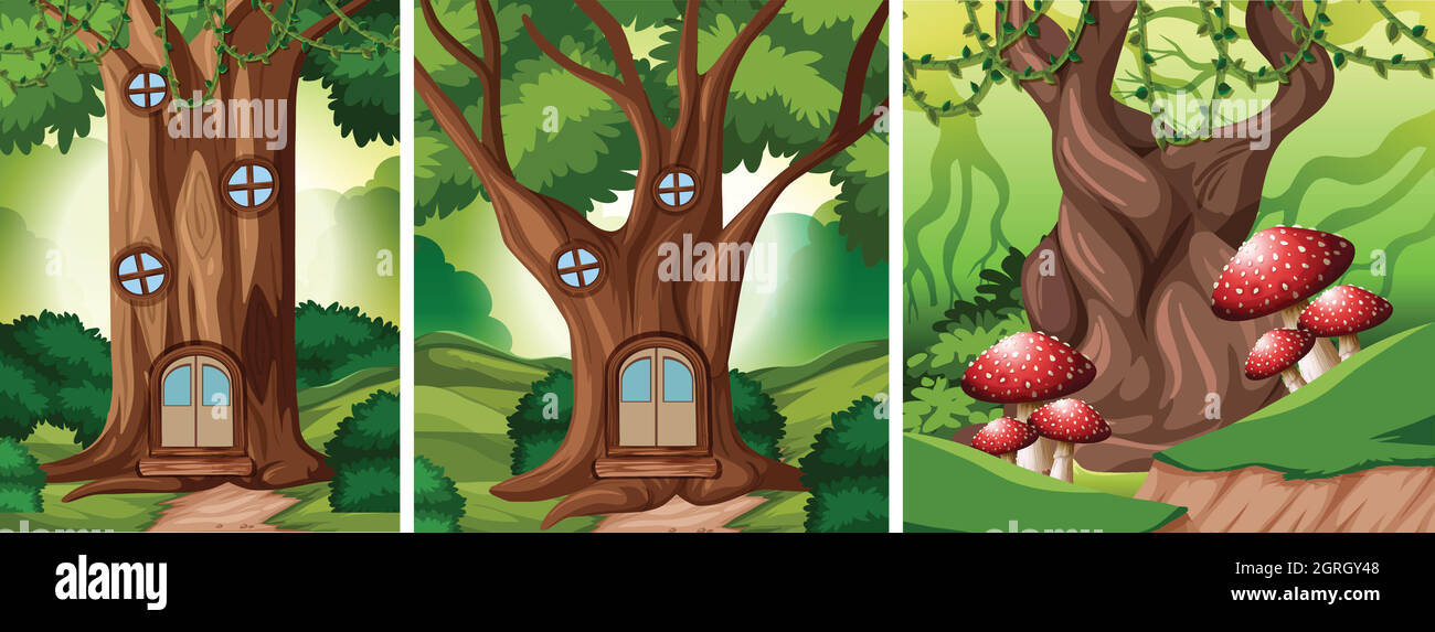 Set of fairy tale forest background Stock Vector Image & Art - Alamy