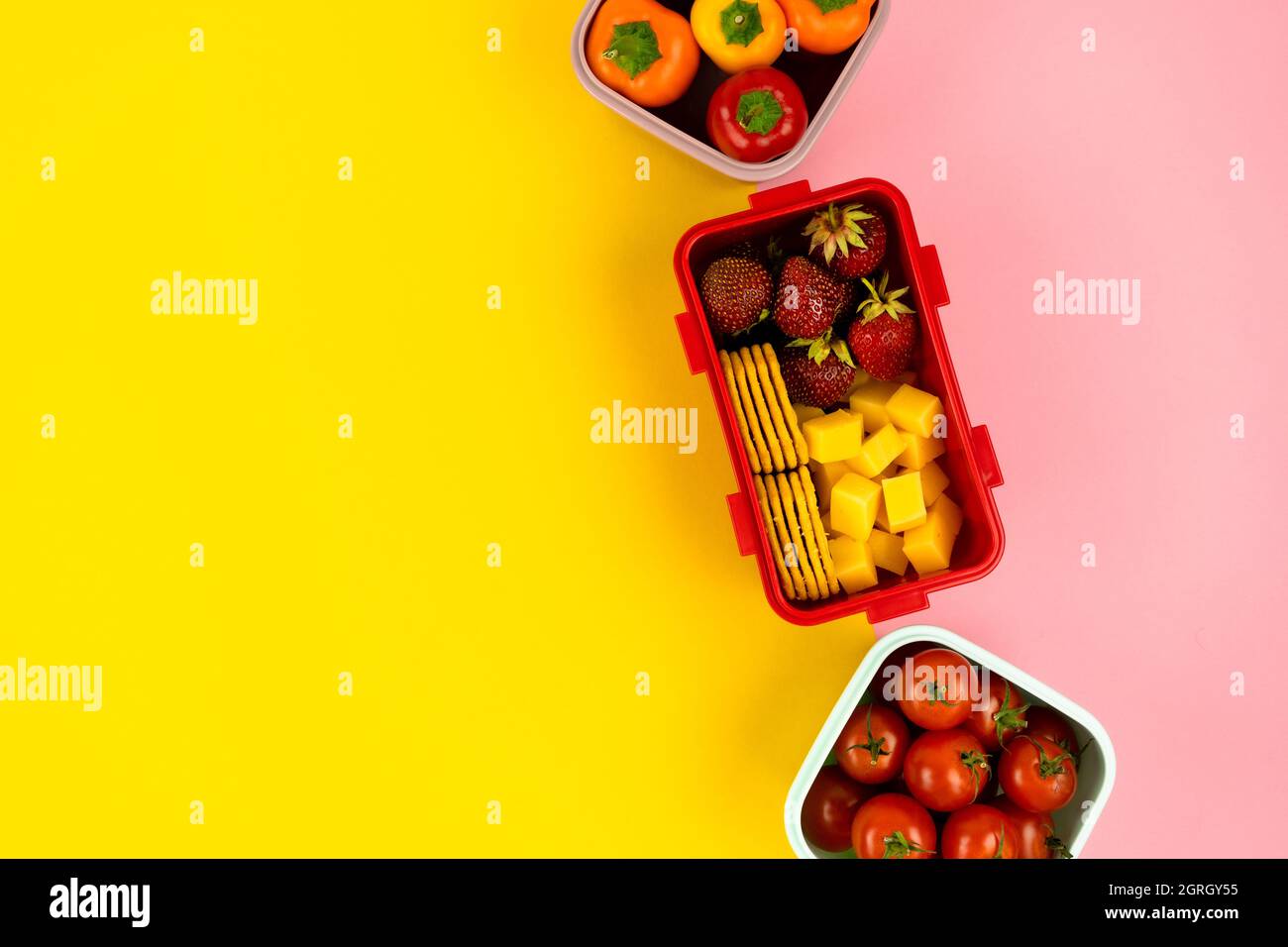 School lunch boxes for storing food and a quick lunch with vegetables ...