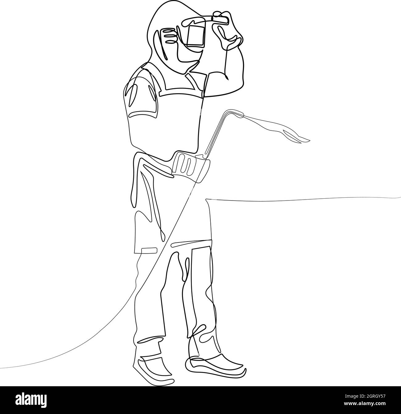 welder trunk pipeline electrochemical protection Stock Vector Image ...