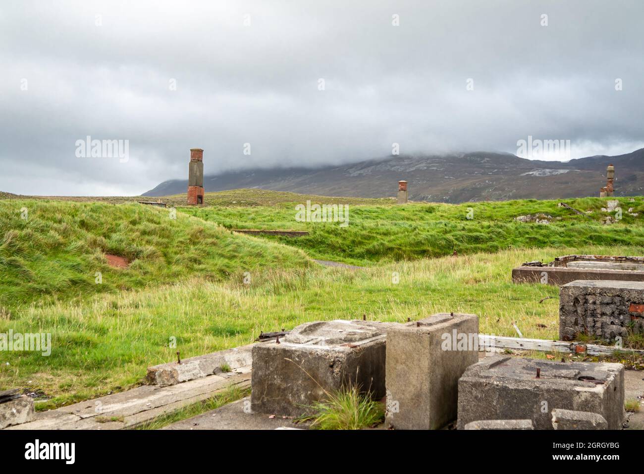 The ruins of Lenan Head fort at the north coast of County Donegal ...