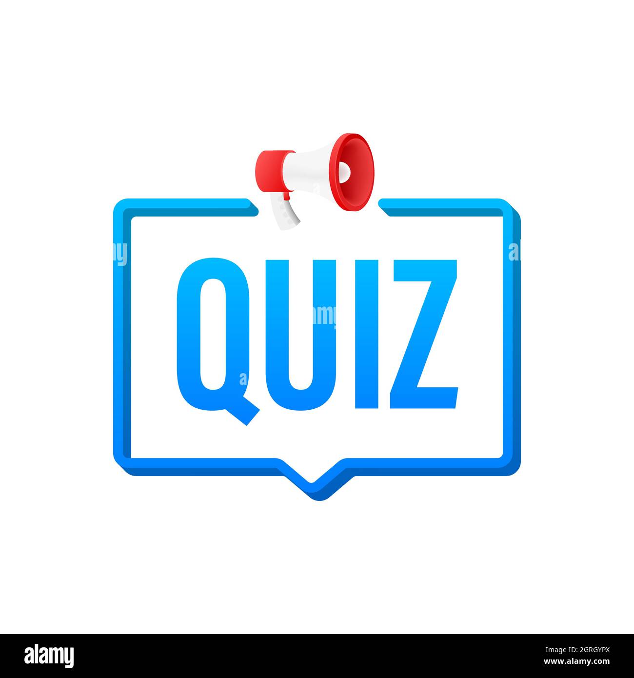 Megaphone banner isolated on white background - Quiz text. Vector stock ...