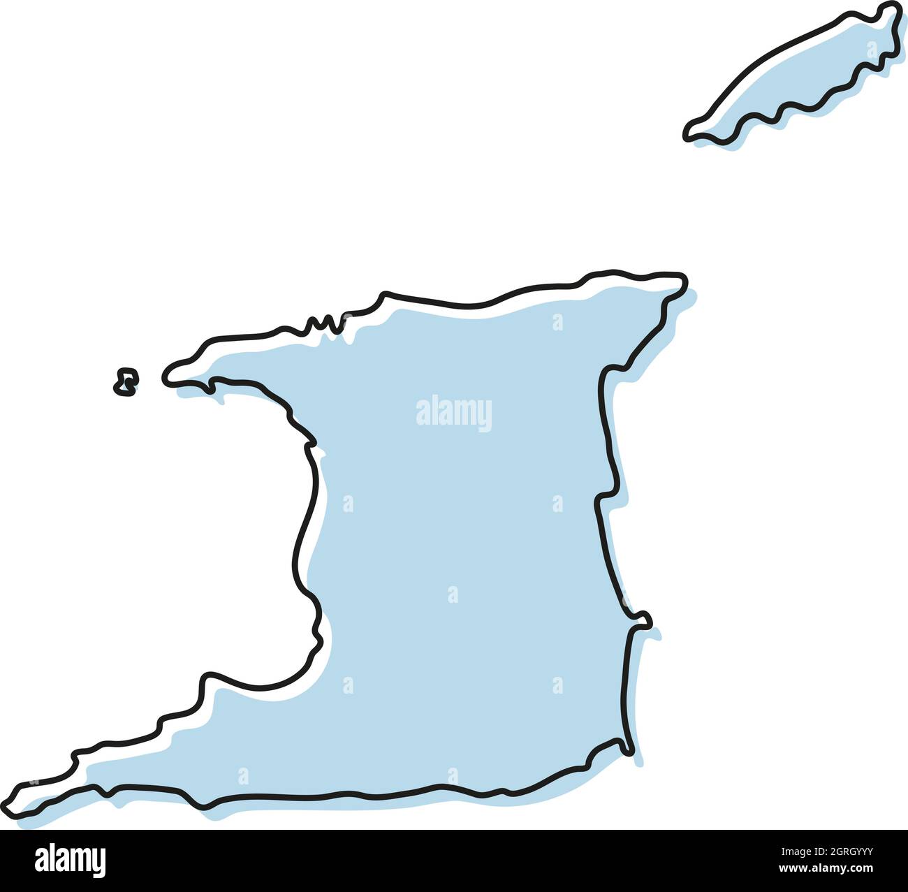 Stylized simple outline map of Trinidad and Tobago icon. Blue sketch ... Stylized simple outline map of Trinidad and Tobago icon. Blue sketch ...