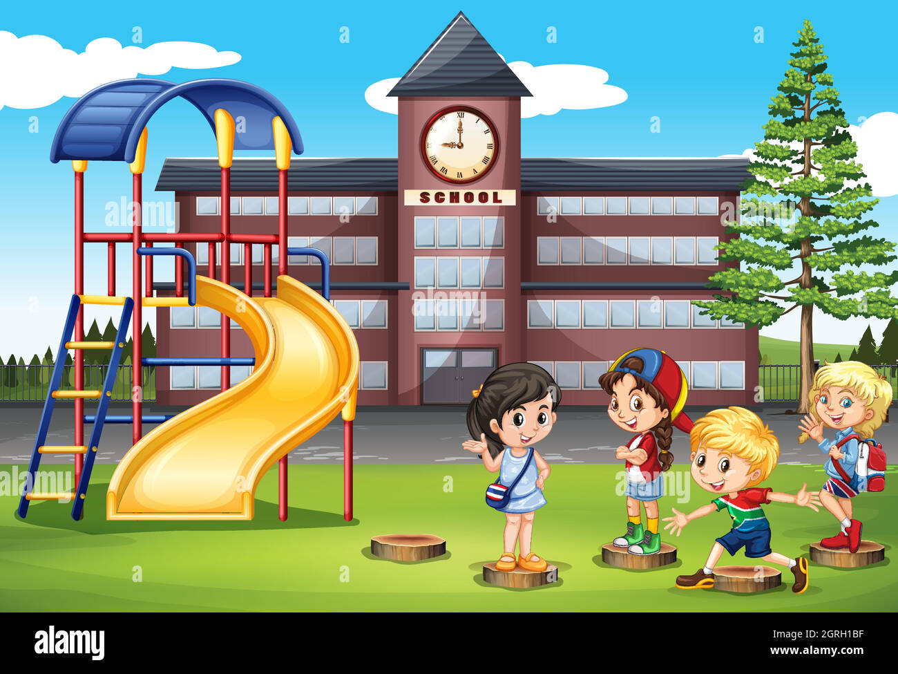 Children playing at school playground Stock Vector Image & Art - Alamy