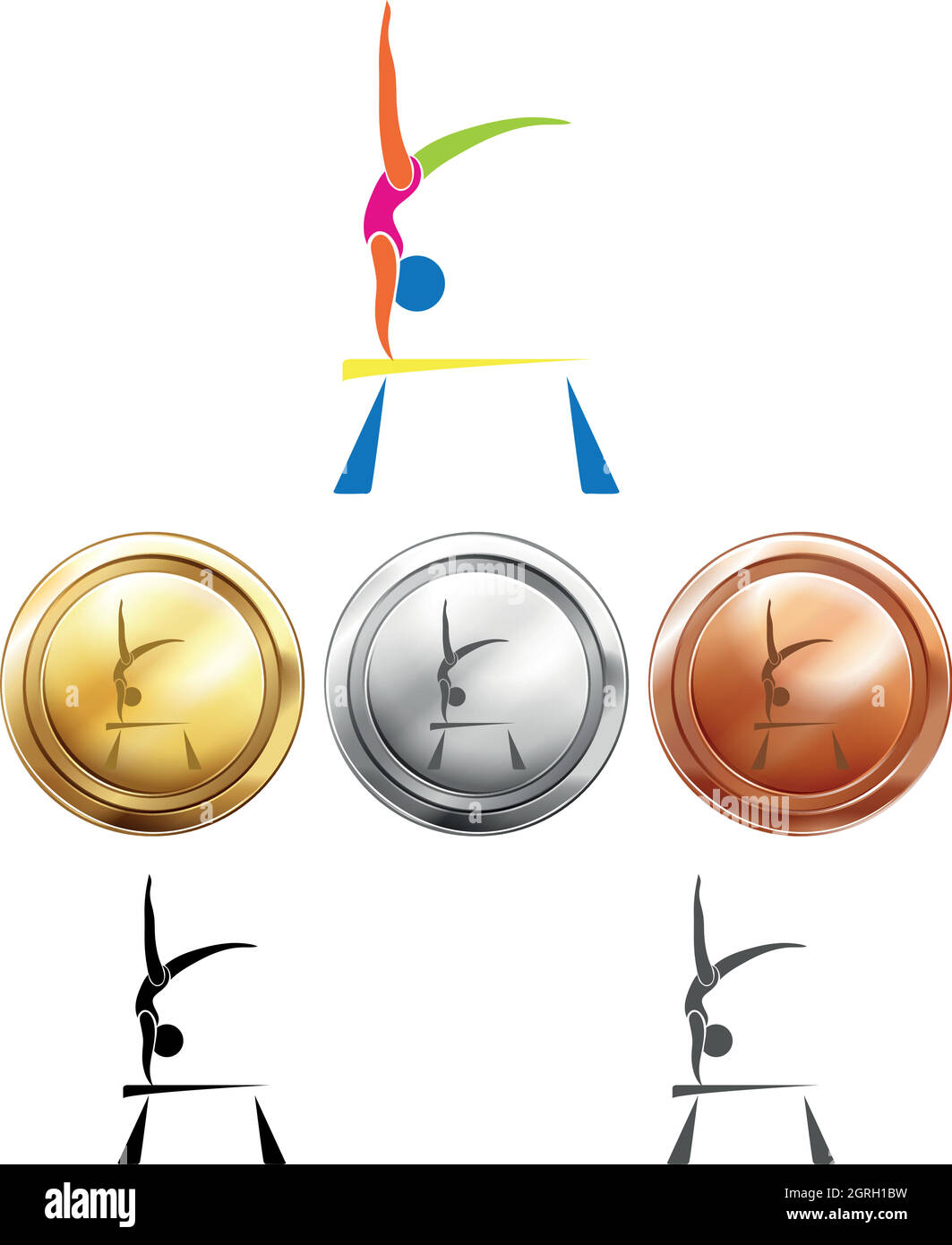 Gymnastics on balance bar and medals Stock Vector Image & Art - Alamy