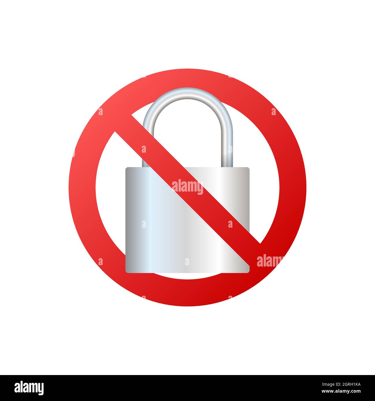 Flat icon with no lock. Outline vector illustration. Vector ...