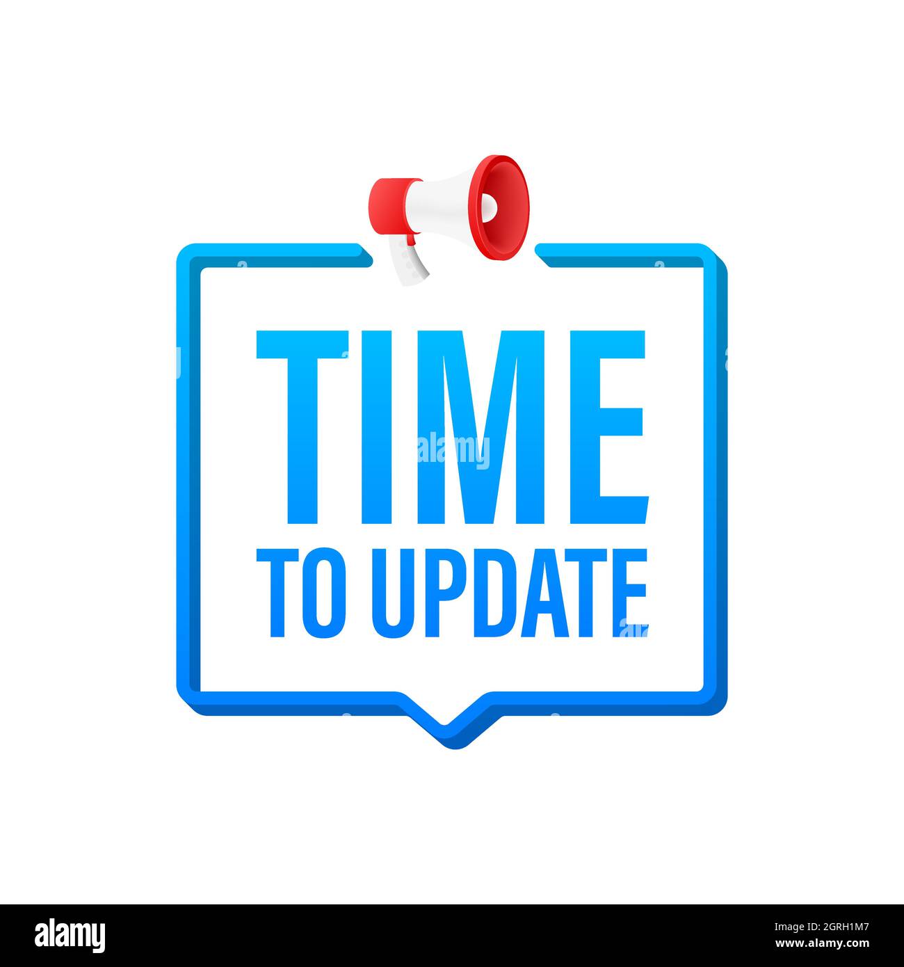 Megaphone with Time to update sign. Megaphone banner. Web design ...