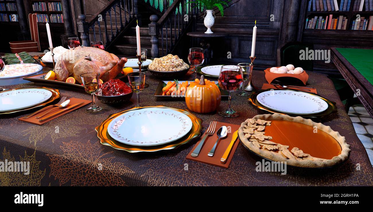3d rendering thanksgiving dinner hi-res stock photography and images ...