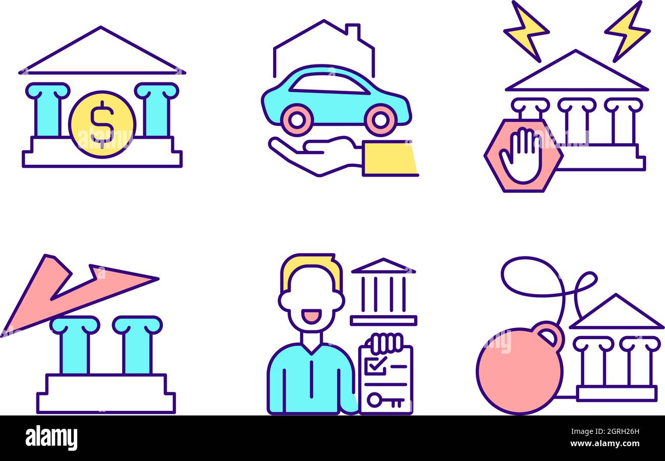 Various banking services RGB color icons set Stock Vector Image & Art ...