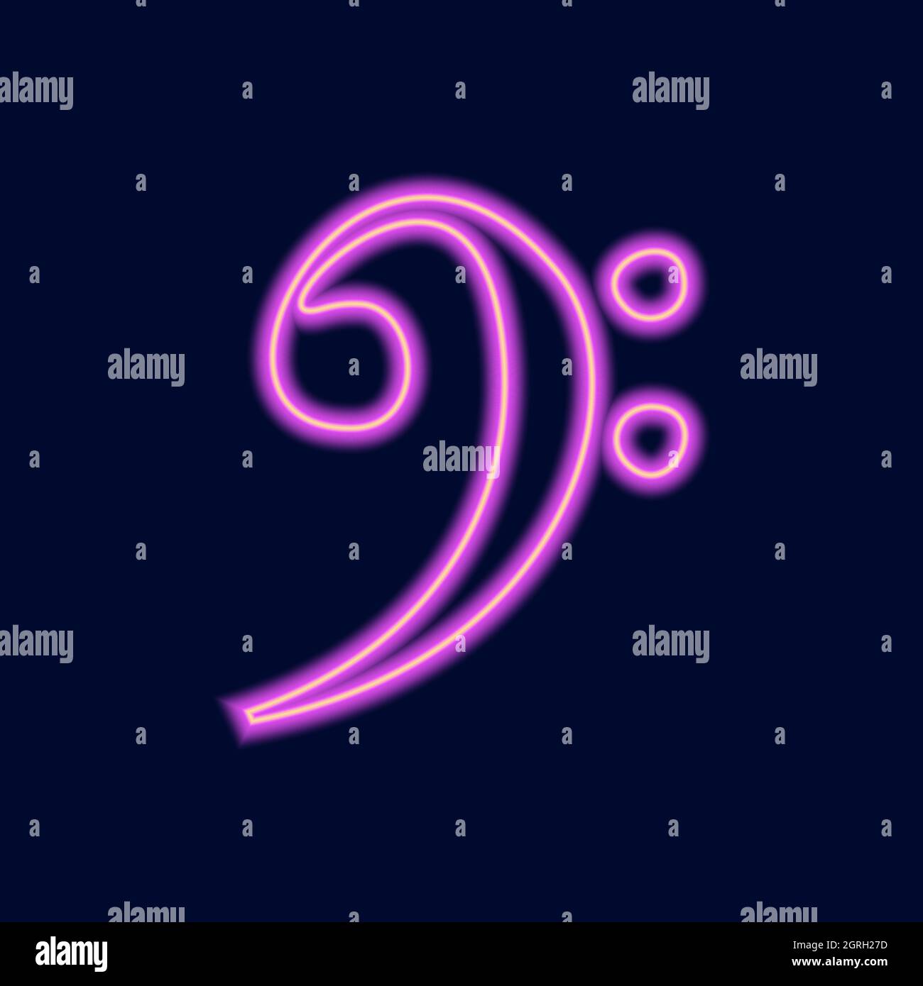 Musical Signs Neon Vector Icons Set. Musical Clef, down beat, sforzando ...