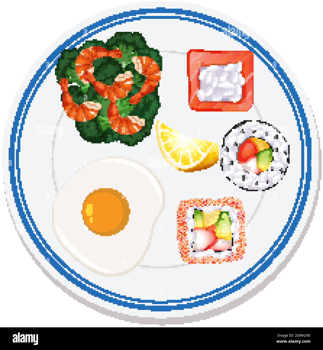 Aerial view of food on plate Stock Vector Image & Art - Alamy