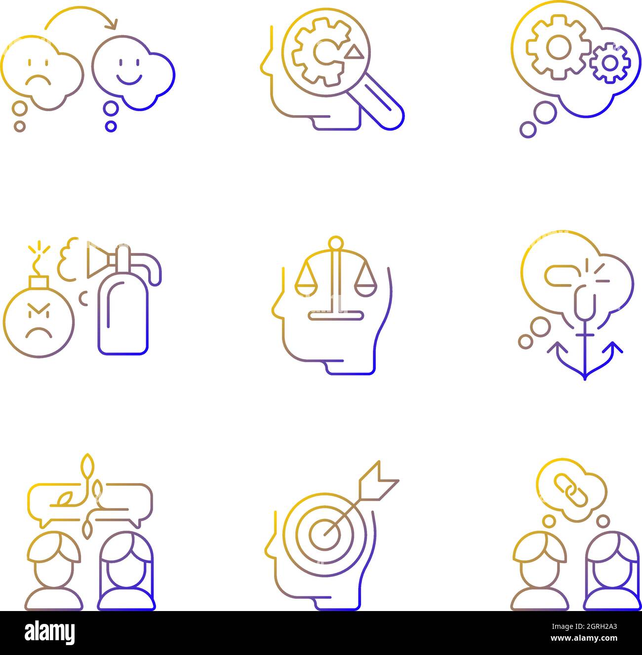 Critical mindset and attitude linear vector icons set Stock Vector ...