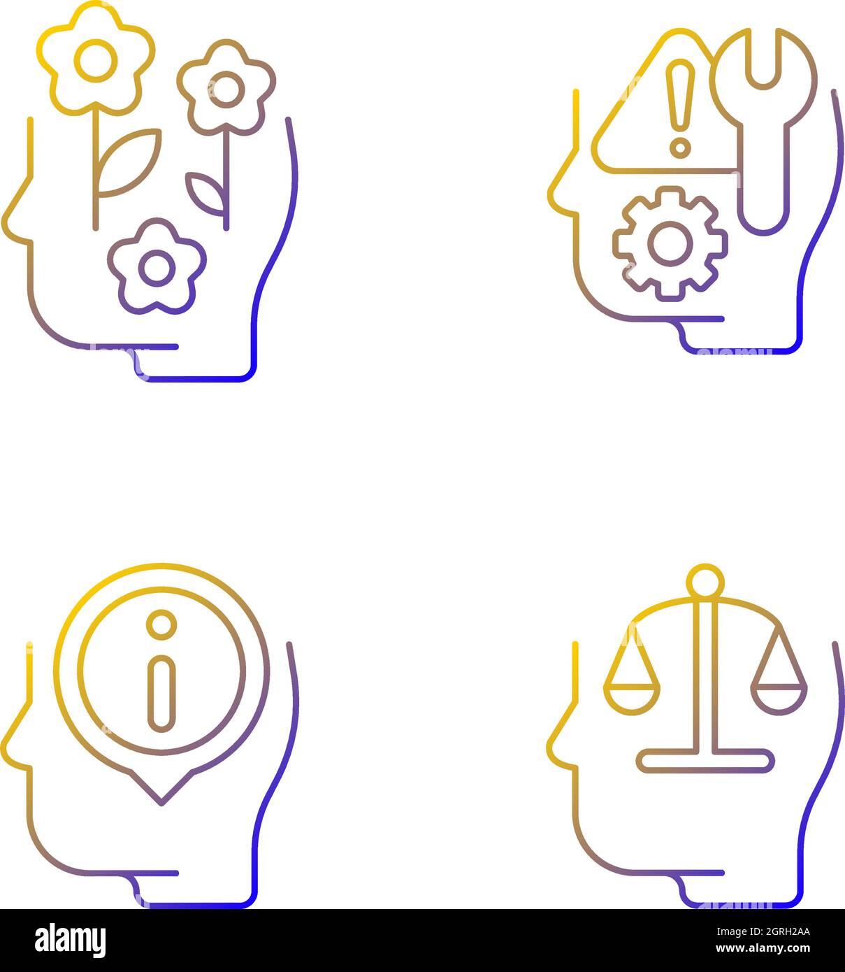 Rational and emotional mindset linear vector icons set Stock Vector ...