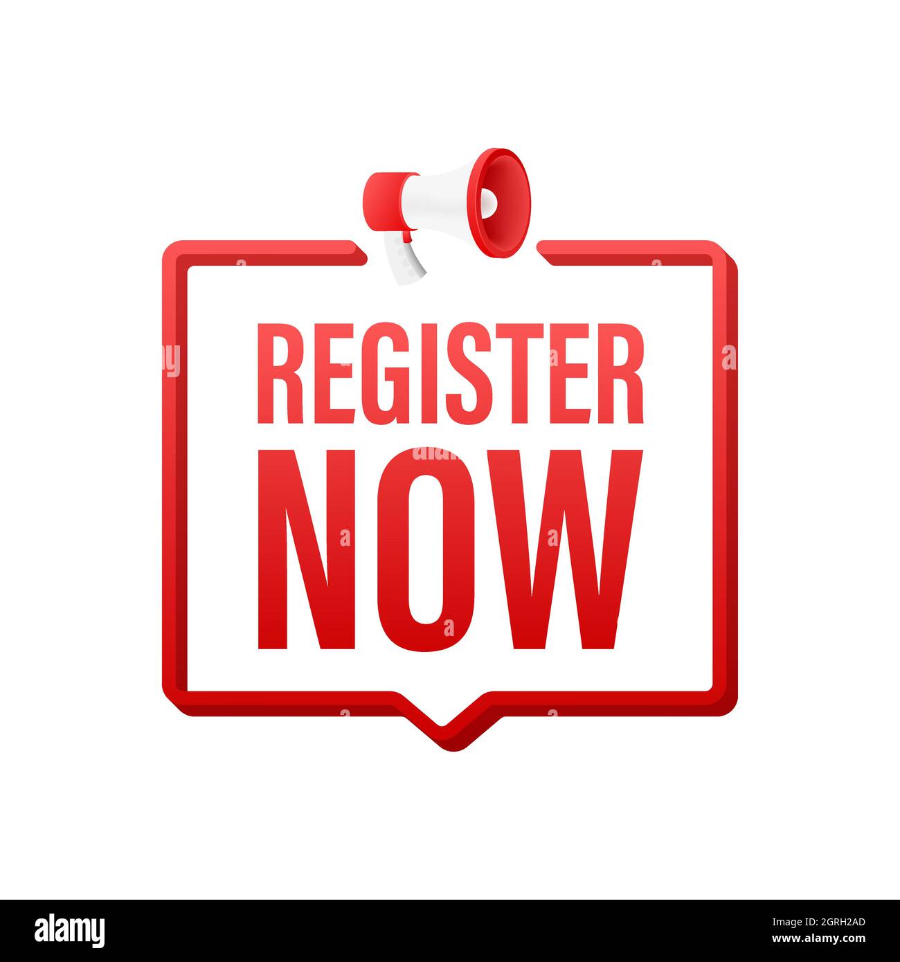 Megaphone label with register now. Megaphone banner. Web design. Vector ...