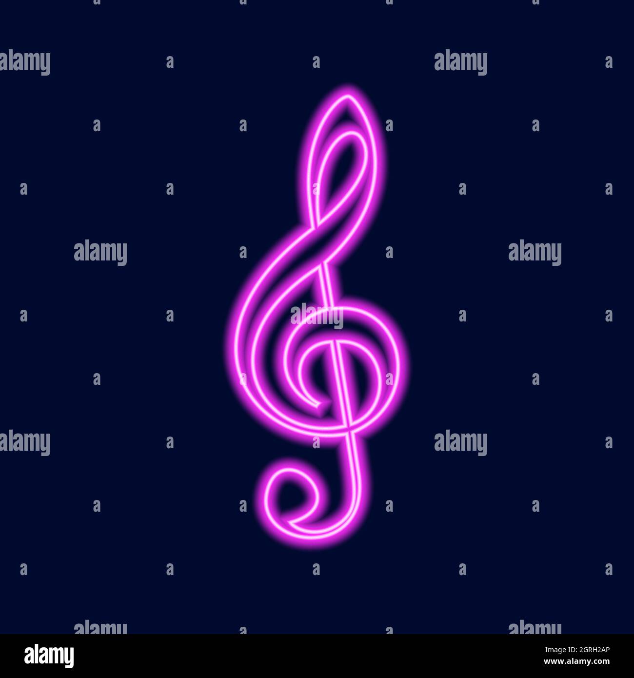 Musical Signs Neon Vector Icons Set. Musical Clef, down beat, sforzando ...