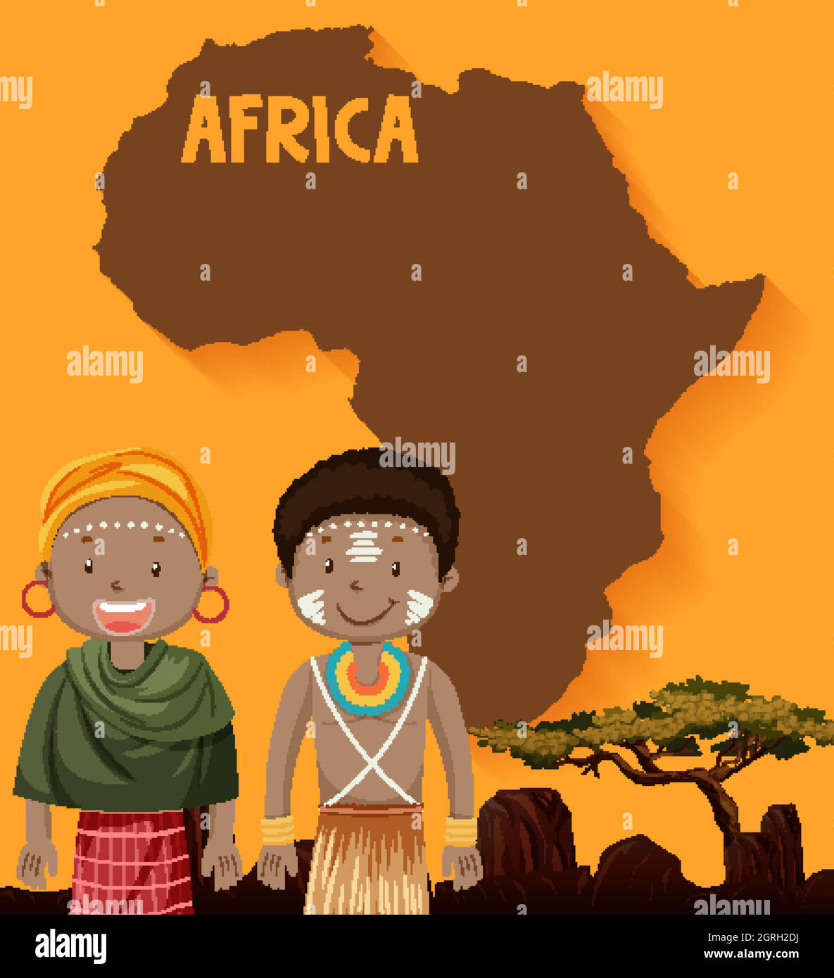 Native african tribes with map on the background Stock Vector Image ...