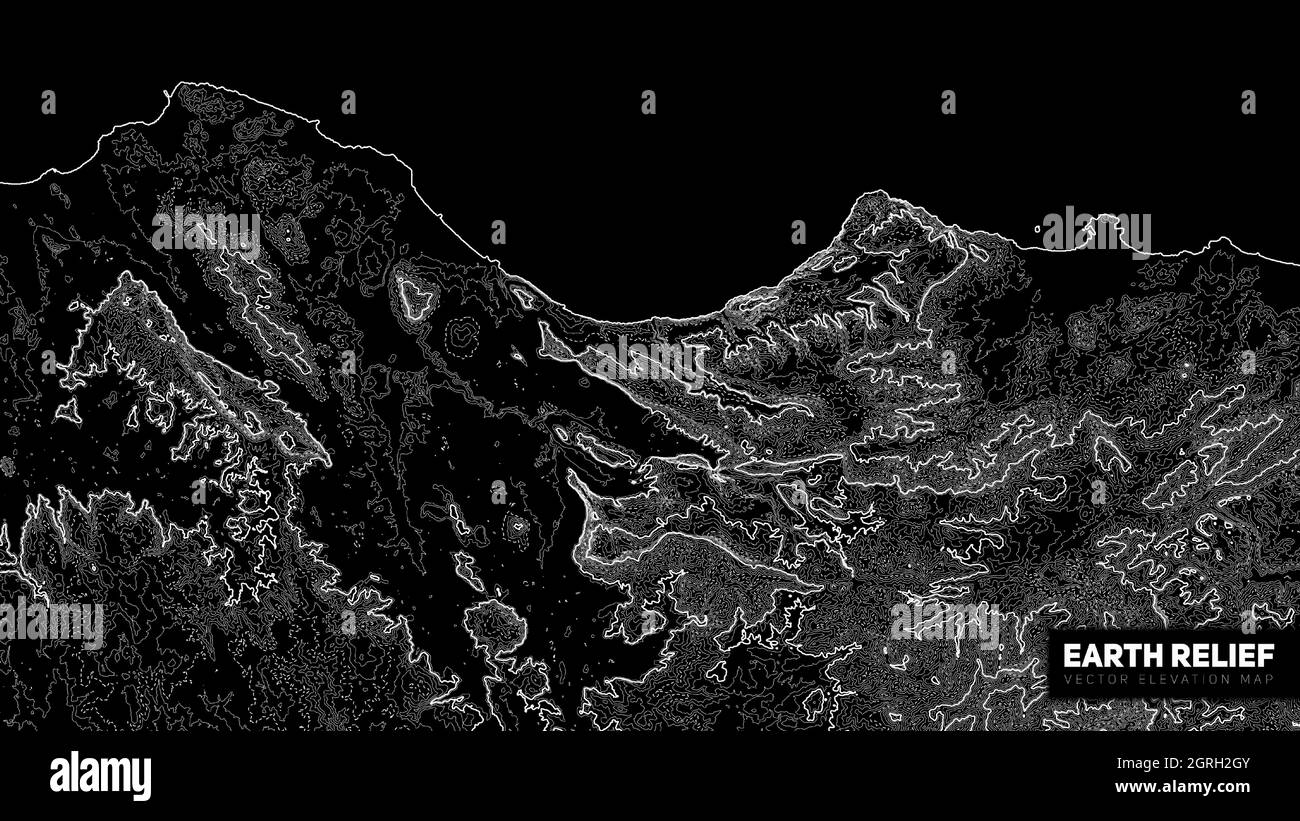 Vector abstract earth relief map. Generated conceptual elevation map ...