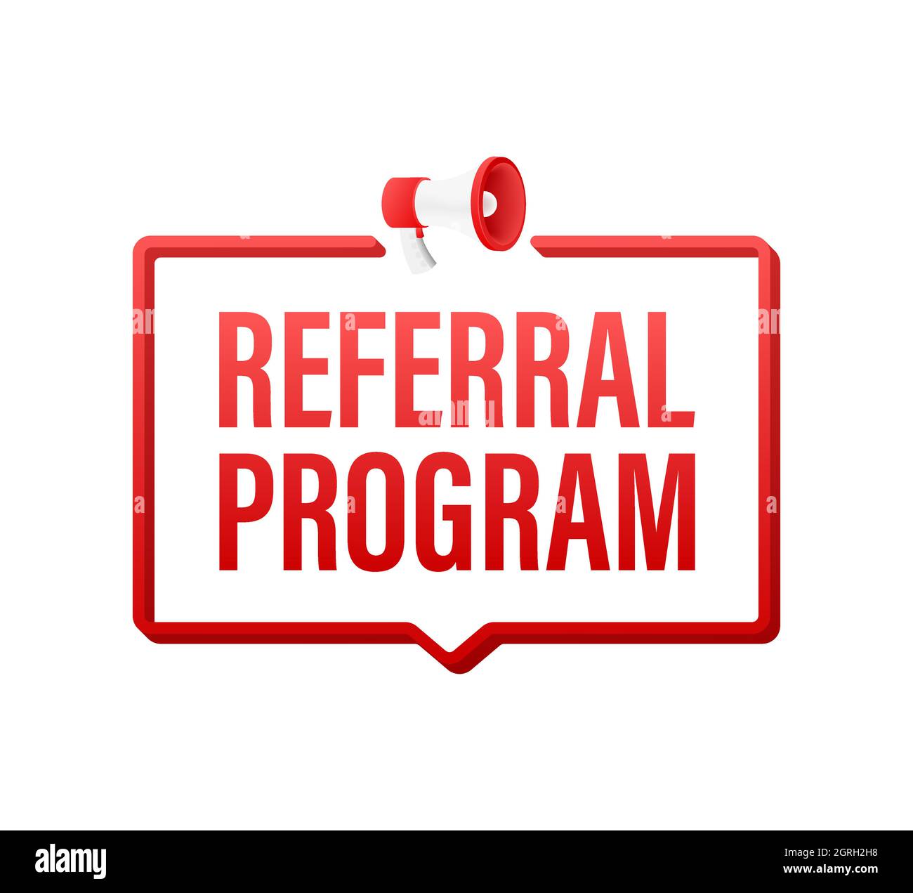 Megaphone label with referral program. Megaphone banner. Web design ...